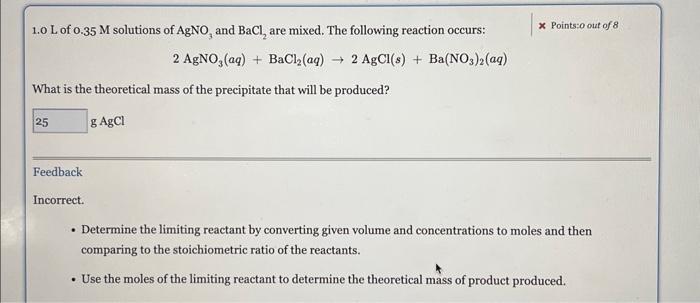 1.0 L of 0.35M2 solutions of AgNO3 and BaCl2 are | Chegg.com