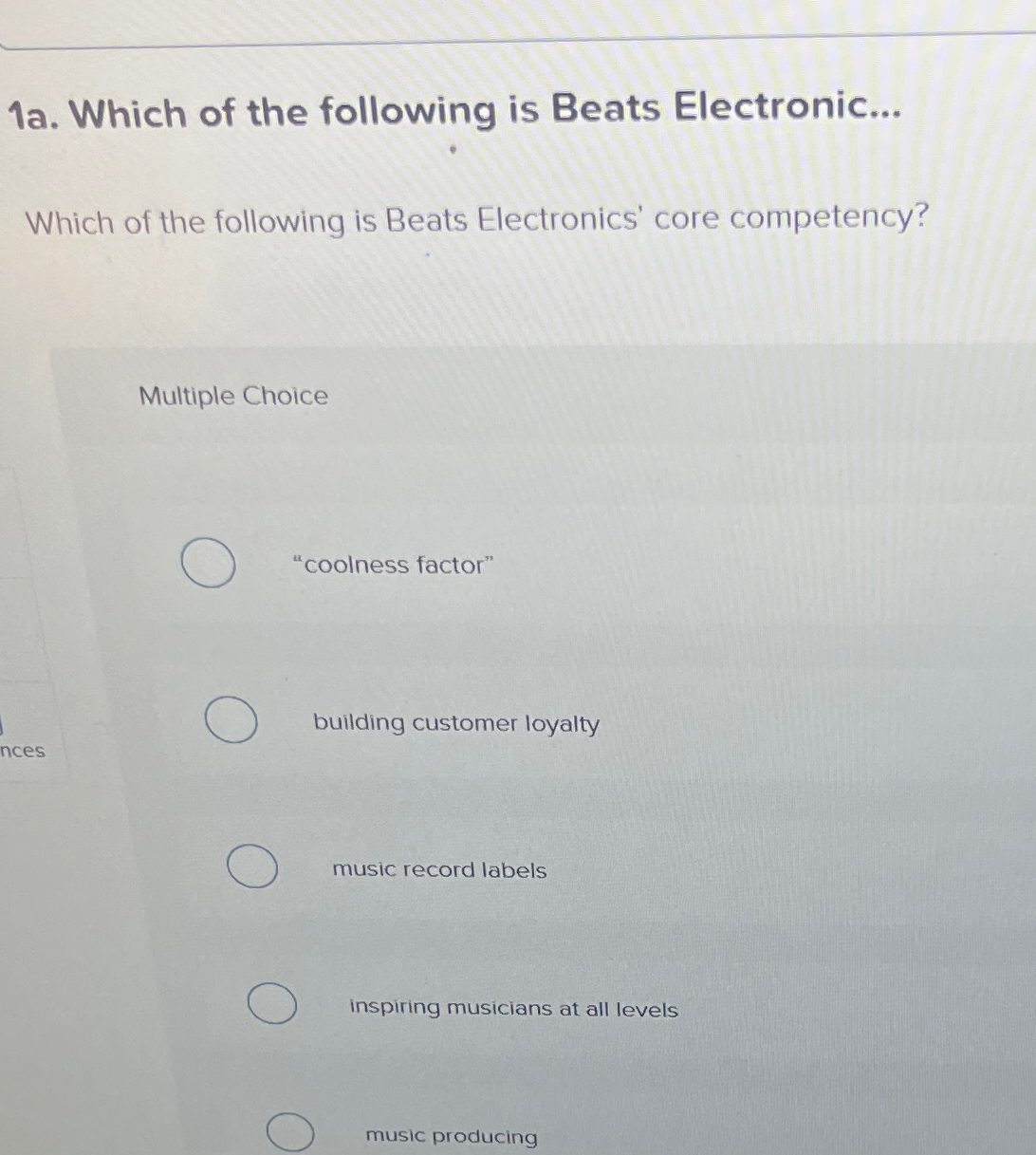Solved 1a. ﻿Which of the following is Beats | Chegg.com