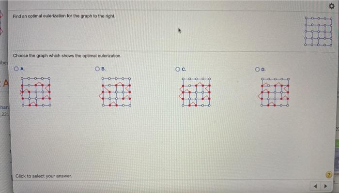 Solved Find an optimal eulerization for the graph to the | Chegg.com