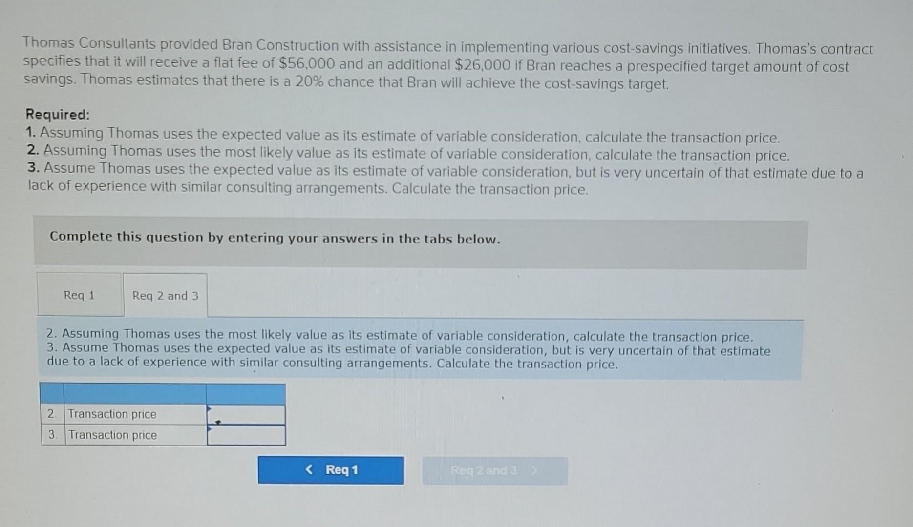 Solved Thomas Consultants provided Bran Construction with | Chegg.com
