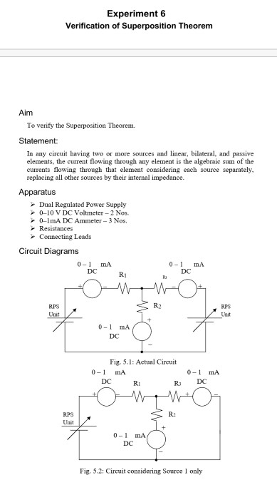 Solved Experiment 6 Verification of Superposition Theorem | Chegg.com