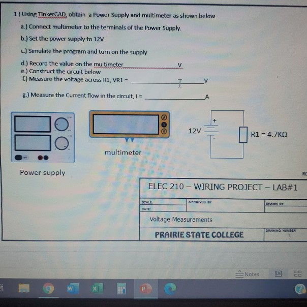 Solved 1) Using TinkerCAD, obtain a Power Supply and | Chegg.com