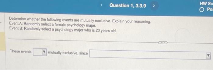 Solved Determine whether the following events are mutually | Chegg.com