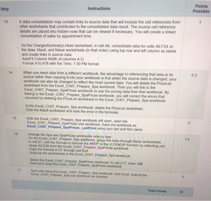 Grader - Instructions Excel 2019 Project | Chegg.com