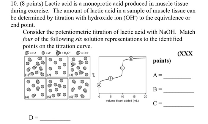 Solved 10. (8 points) Lactic acid is a monoprotic acid | Chegg.com