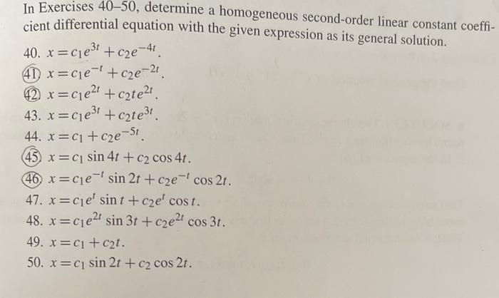 Solved In Exercises 40-50, determine a homogeneous | Chegg.com