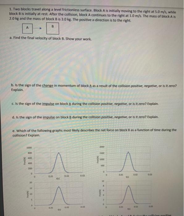 Solved 1. Two blocks travel along a level frictionless | Chegg.com
