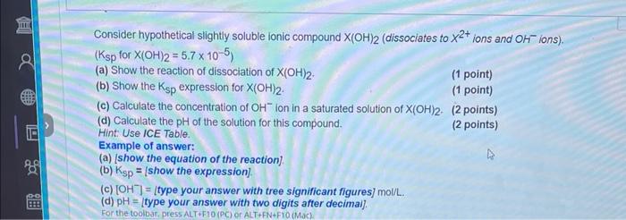 Solved Consider hypothetical slightly soluble ionic compound | Chegg.com