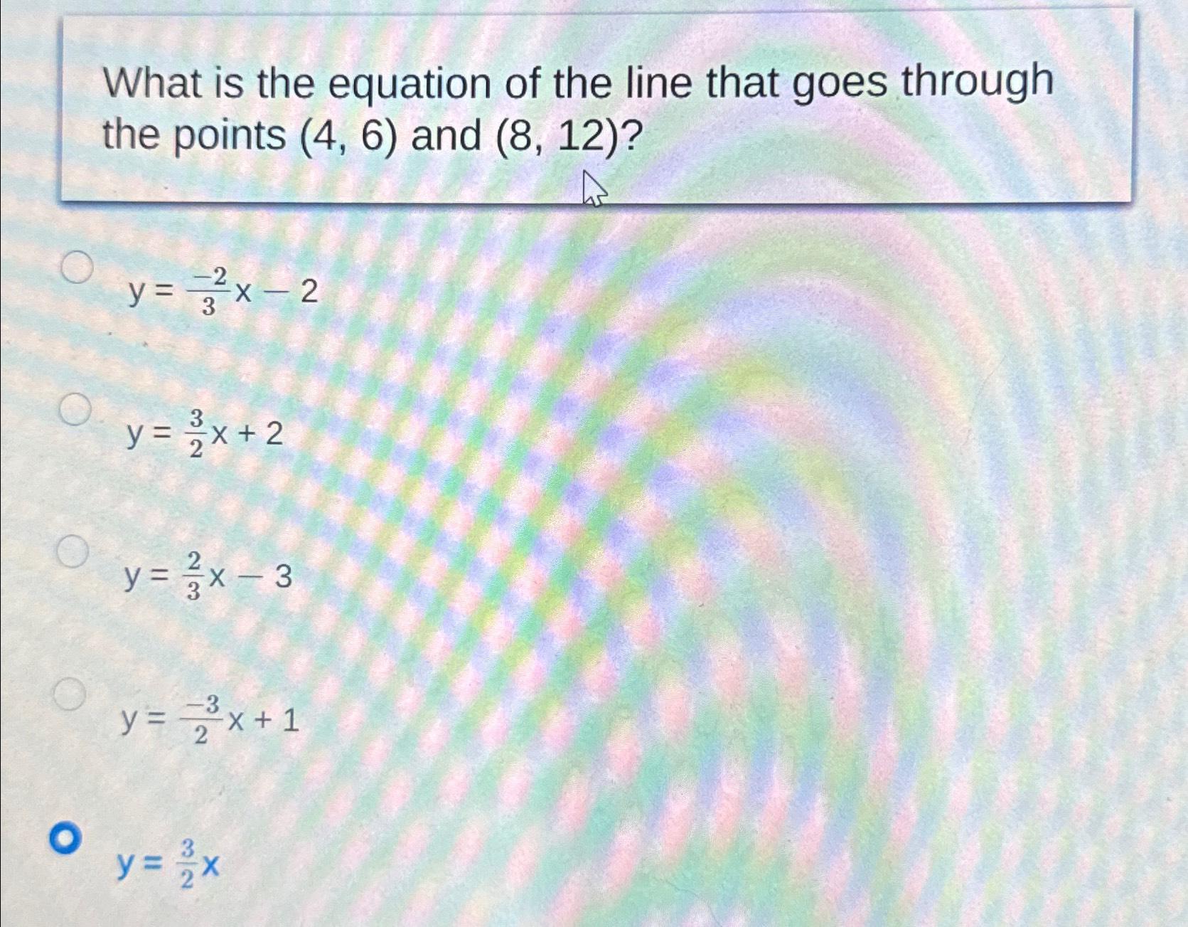 Solved What is the equation of the line that goes through | Chegg.com