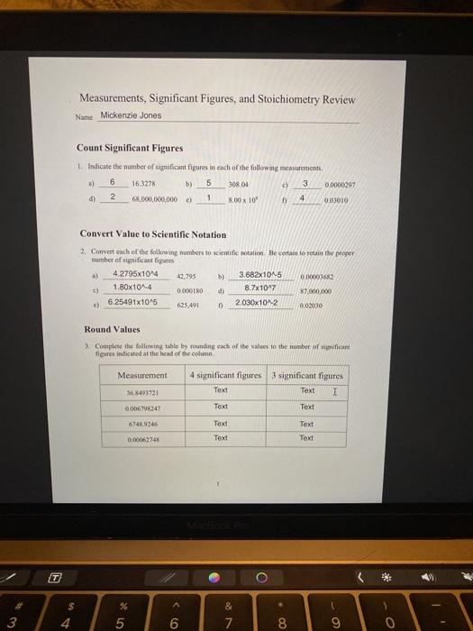 Solved Measurements, Significant Figures, and Stoichiometry | Chegg.com