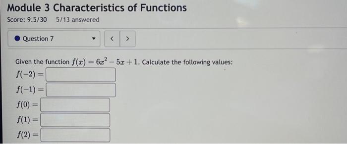Solved Module 3 Characteristics Of Functions Score