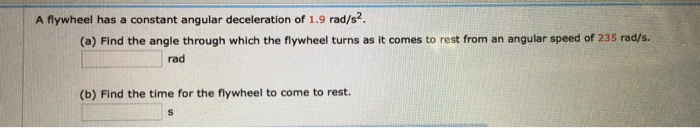 Solved A flywheel has a constant angular deceleration of 1.9 | Chegg.com