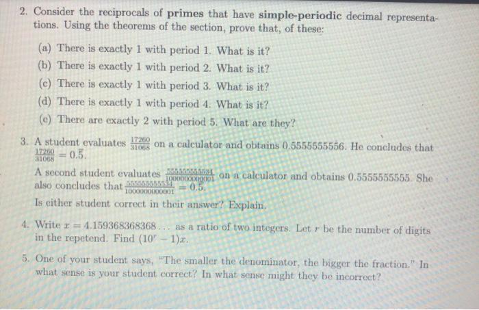 Solved 2 Consider The Reciprocals Of Primes That Have