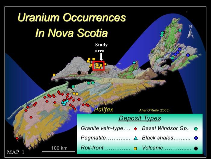Uranium Occurrences In Nova ScotiaMAP 2+w+=+ | Chegg.com