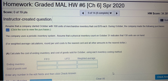 Solved Homework: Graded MAL HW #6 [Ch 6] Spr 2020 Score: 0 | Chegg.com