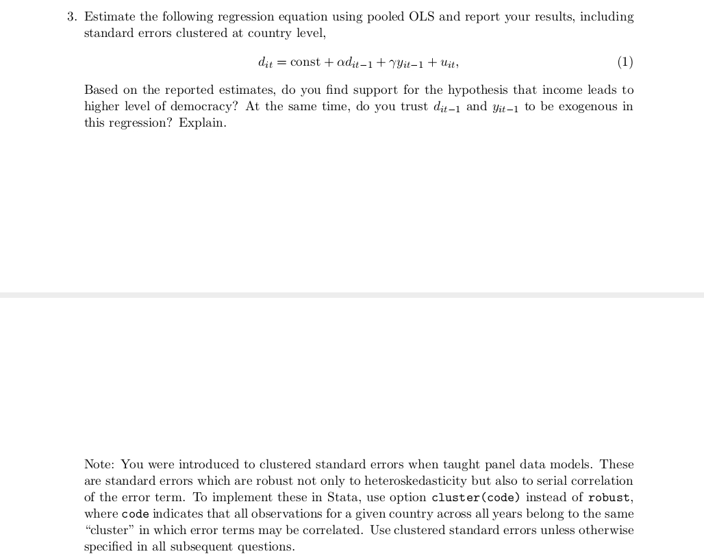 Solved Estimate the following regression equation using | Chegg.com