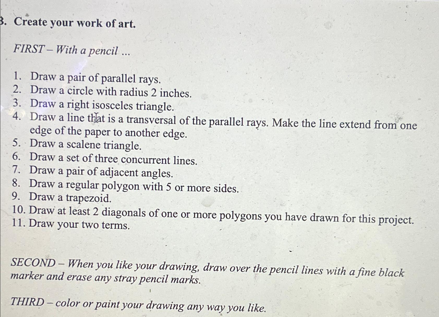 Solved Create your work of art.FIRST - ﻿With a pencil | Chegg.com