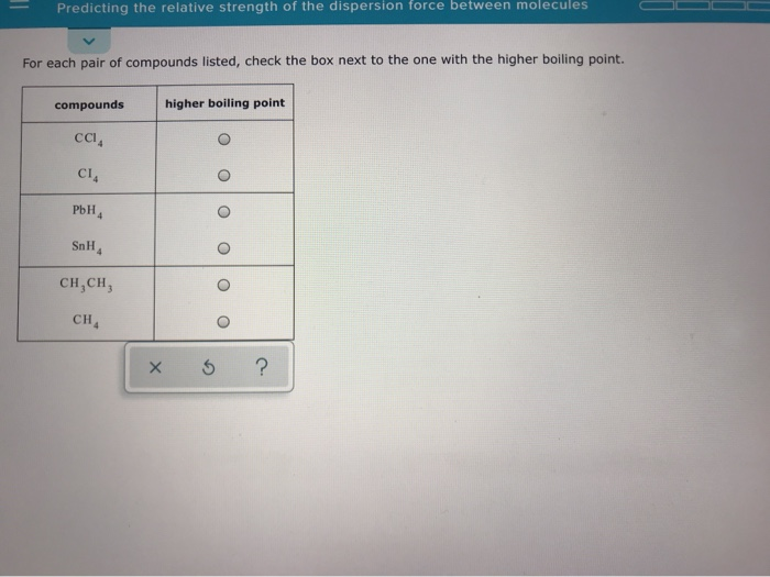 Solved - Predicting the relative strength of the dispersion | Chegg.com