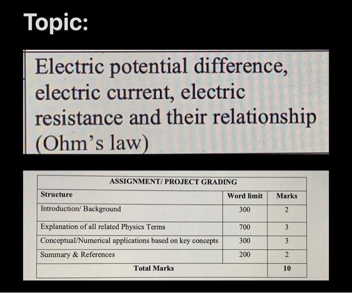 Solved Topic: Electric potential difference, electric | Chegg.com