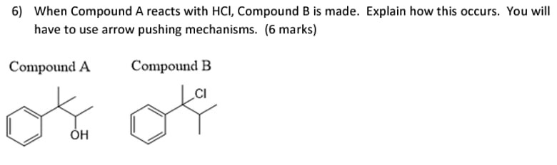 Solved When Compound A reacts with HCl, ﻿Compound B ﻿is | Chegg.com