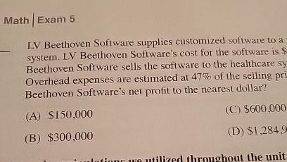 Solved Math | ﻿Exam 5LV Beethoven Software supplies | Chegg.com