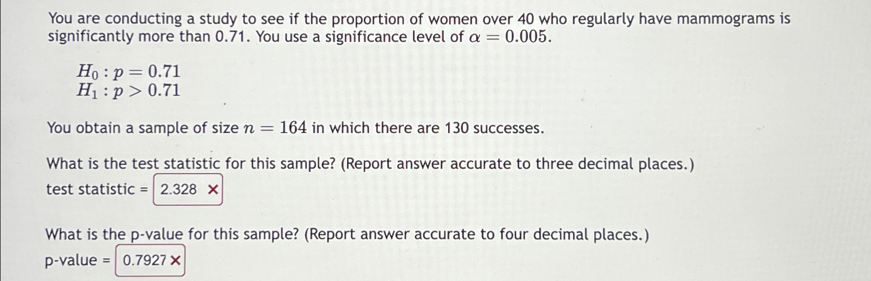 Solved You are conducting a study to see if the proportion | Chegg.com
