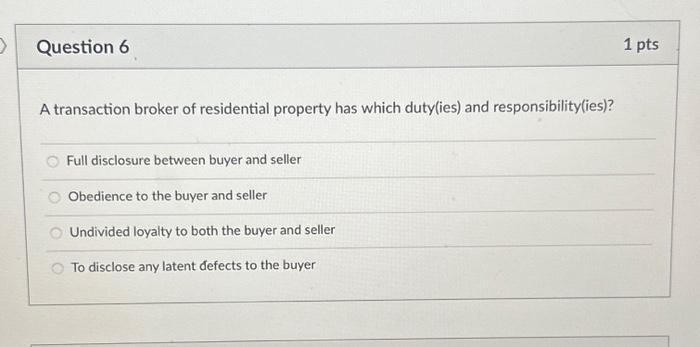Solved A transaction broker of residential property has | Chegg.com
