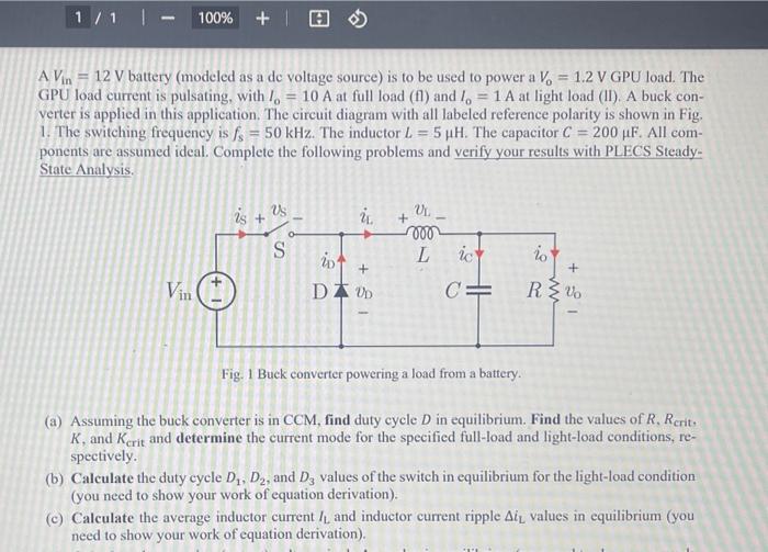 Solved A Vin =12 V battery (modeled as a de voltage source) | Chegg.com