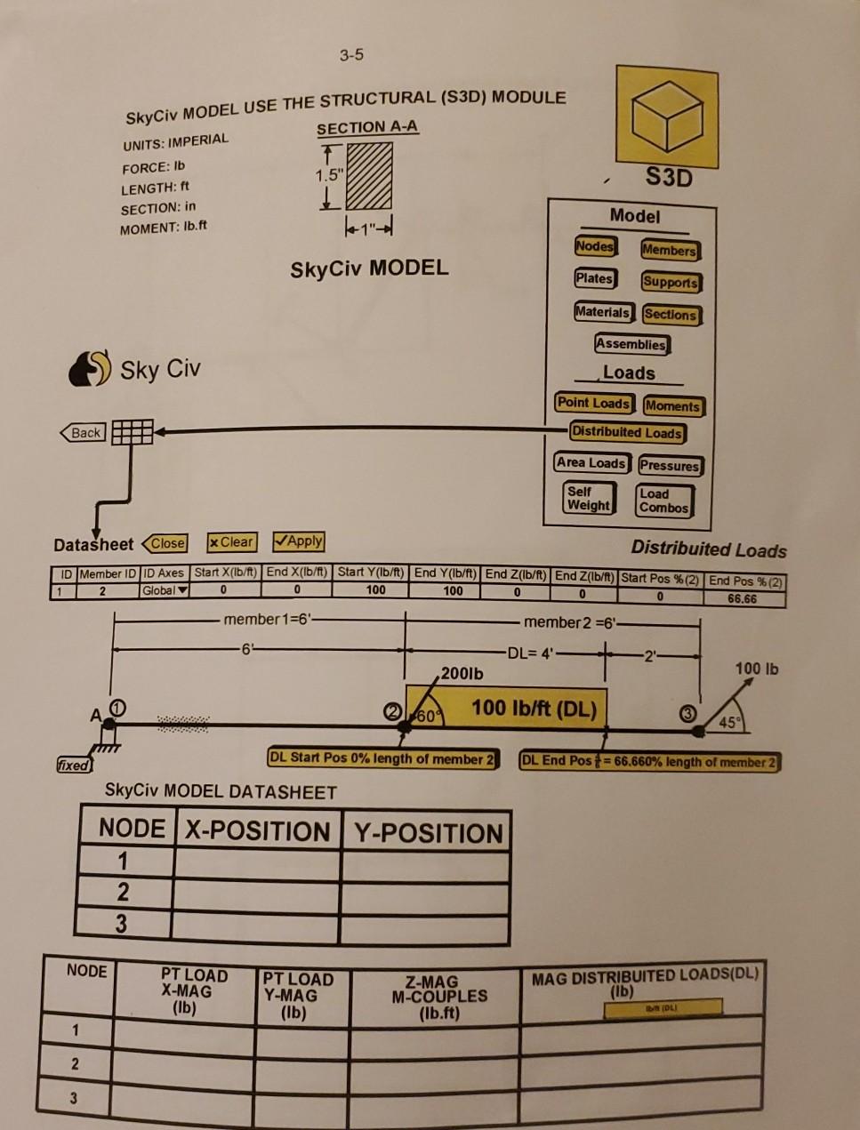 Solved 3-5 SkyCiv MODEL USE THE STRUCTURAL (S3D) MODULE | Chegg.com