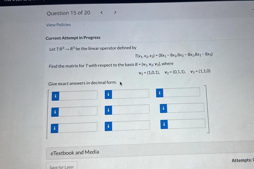 Solved Let T:R3→R3 be the linear operator defined by | Chegg.com