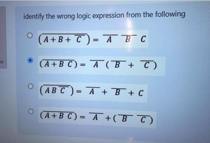 Solved identify the wrong logic expression from the | Chegg.com