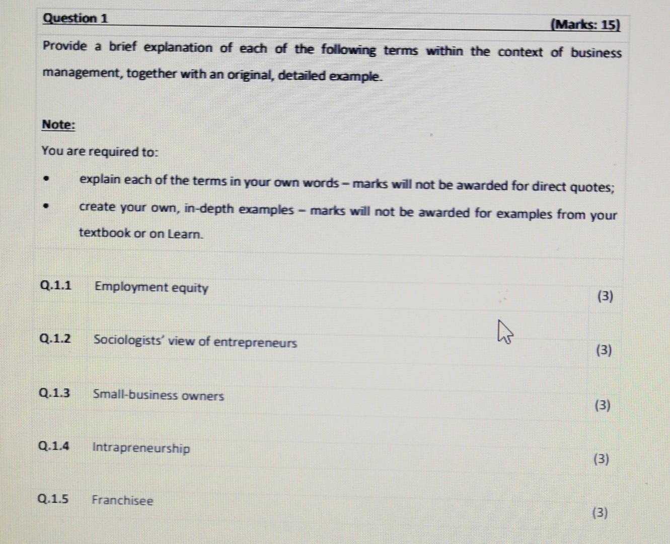 Solved Provide a brief explanation of each of the following | Chegg.com