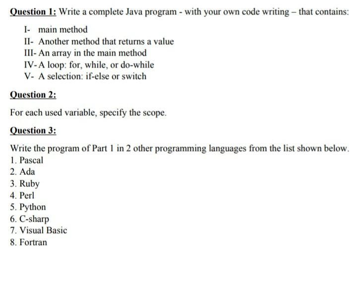 Solved Question 1: Write a complete Java program - with your | Chegg.com