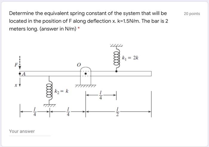 Solved 20 points Determine the equivalent spring constant of | Chegg.com