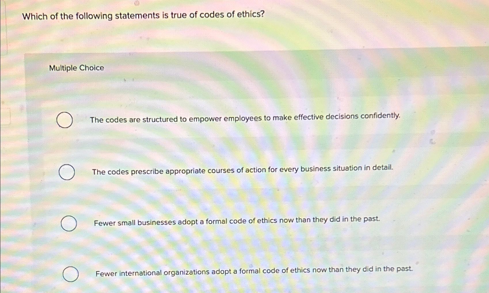 Solved Which of the following statements is true of codes of | Chegg.com