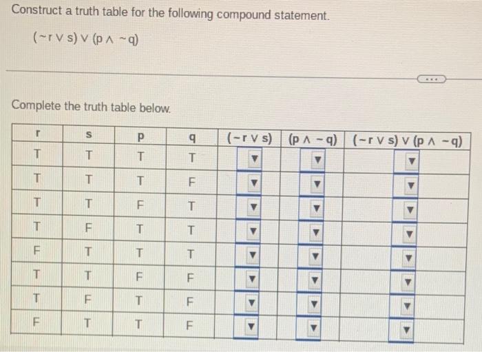 Solved Construct a truth table for the following compound | Chegg.com