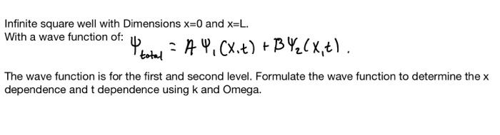 Solved Infinite square well with Dimensions x=0 and x=L. | Chegg.com