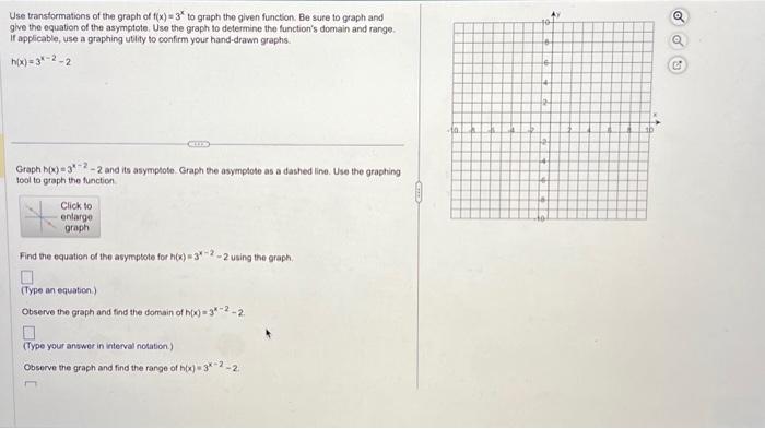 Solved Use transformations of the graph of f(x)=3x to graph | Chegg.com