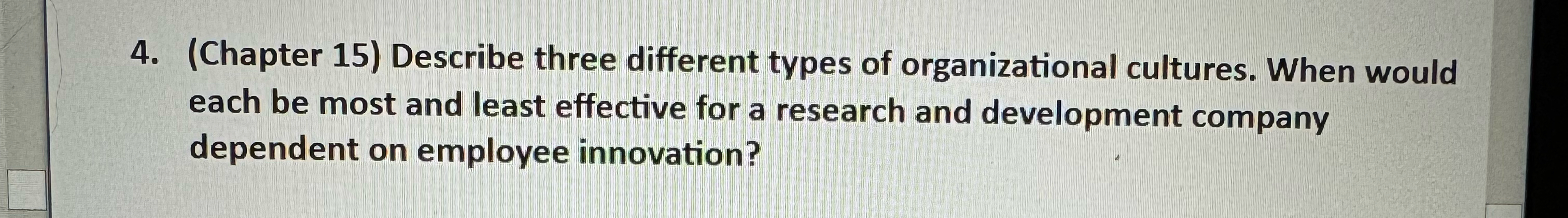 Solved (Chapter 15) ﻿Describe three different types of | Chegg.com