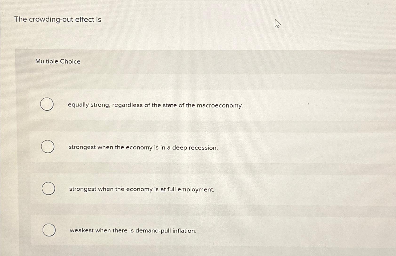 Solved The crowding-out effect isMultiple Choiceequally | Chegg.com