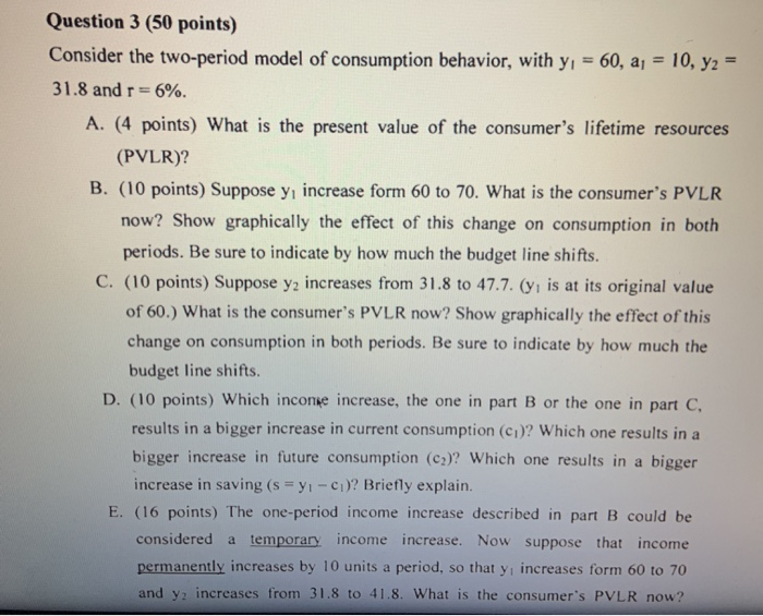 Solved Question 3 (50 points) Consider the two-period model | Chegg.com