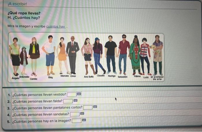 ¿Qué ropa llevas? H. ¿Cuántos hay? Mira la imagen y | Chegg.com