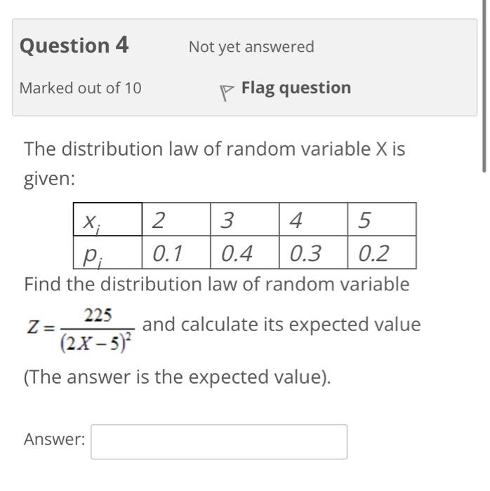 Solved The distribution law of random variable X is given: | Chegg.com