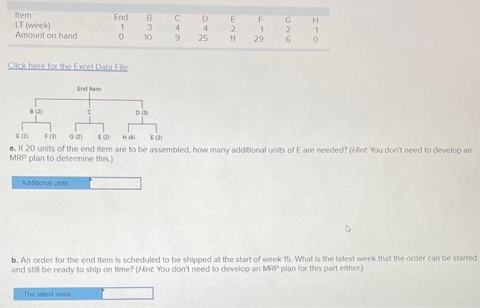 Solved Click here for the Excel Data Flle o. If 20 units of | Chegg.com