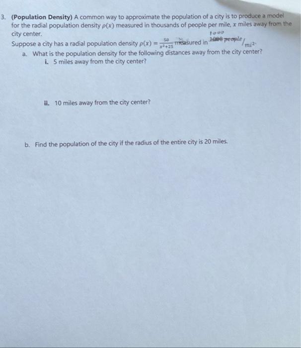 Solved (Population Density) A common way to approximate the | Chegg.com