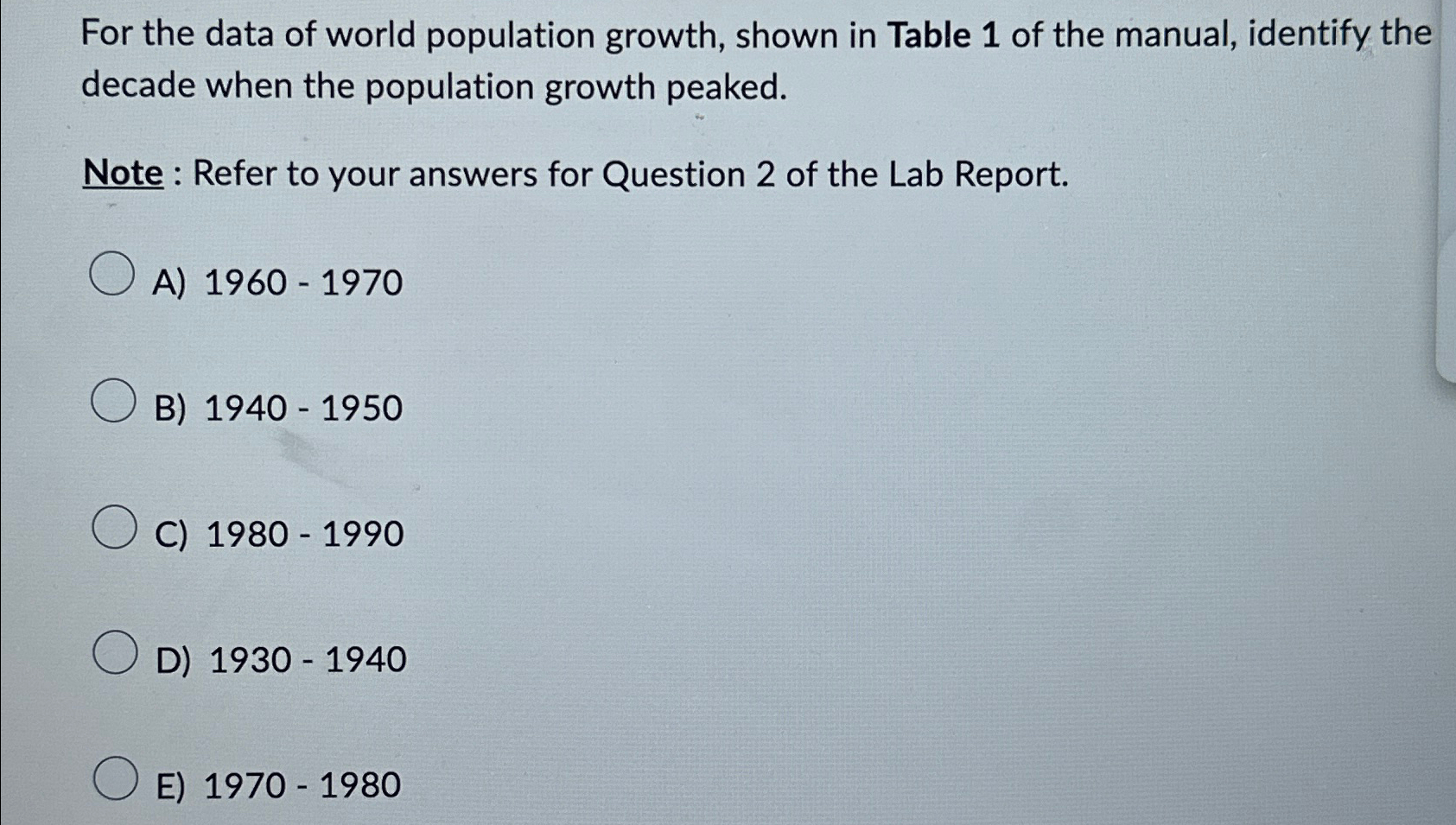 Solved For the data of world population growth, shown in | Chegg.com
