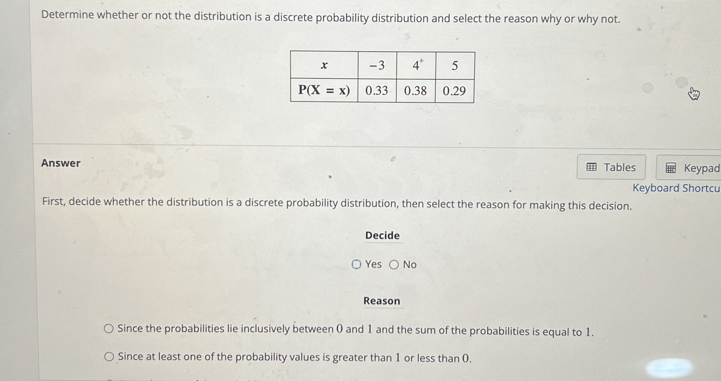 Solved Determine whether or not the distribution is a | Chegg.com