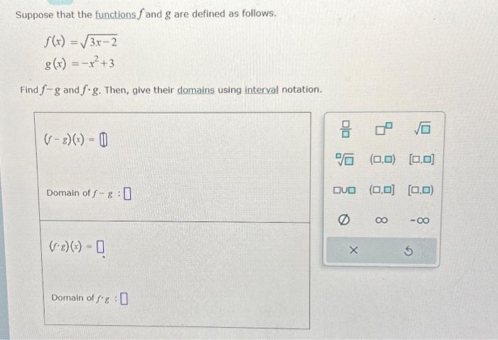Solved Suppose that the functions fand g are defined as | Chegg.com