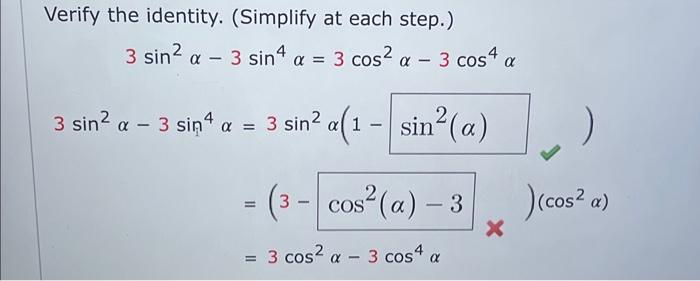 Solved Verify the identity. (Simplify at each step.) | Chegg.com