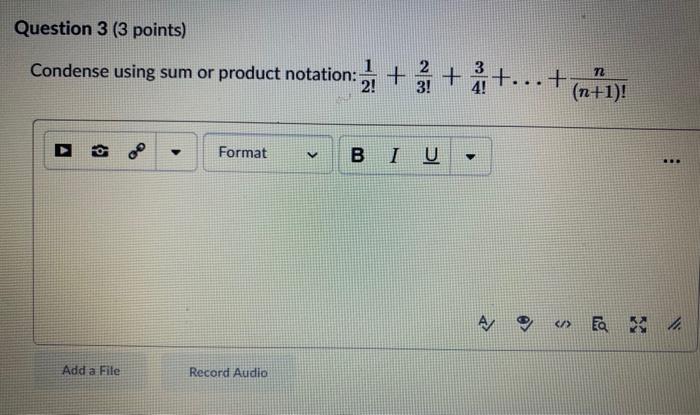 Solved Question 2 (3 points) Condense using sum or product | Chegg.com